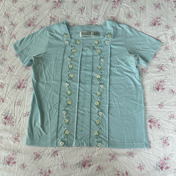 Shenanigans | Tops | Blue Floral Embroidered Blouse | Poshmark